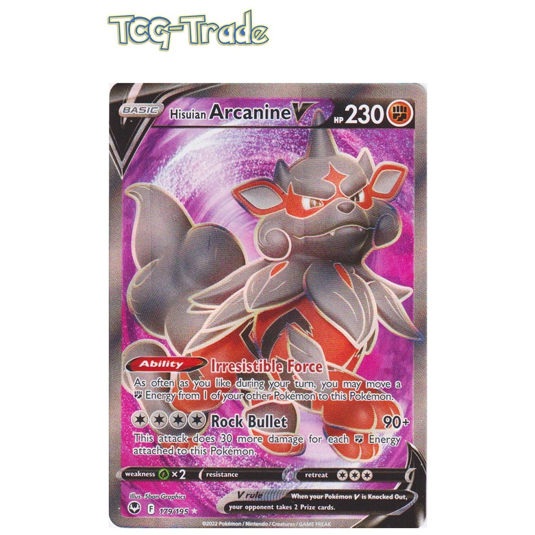 [Pokemon TCG Singles] SS12 Silver Tempest - 179/195 Hisuian Arcanine V ...