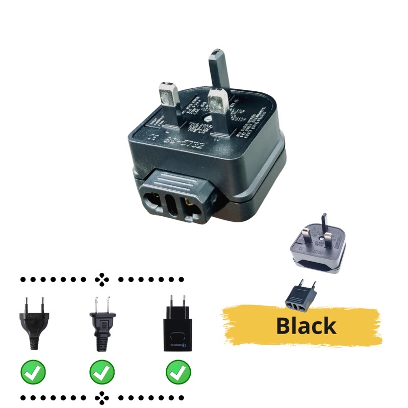 (EU TO UK | FUSED) EURO/US 2 Pin Plug Converter / 2 Pin To 3 Pin Plug ...
