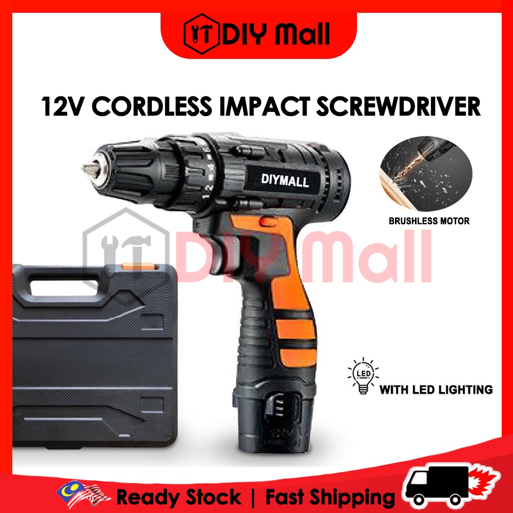 DIYMALL 12V Cordless Drill Wireless Drill Screwdriver Hand Electric ...