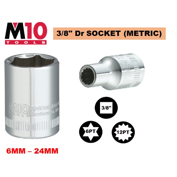 BRAND M10 3/8" 6MM-24MM QUALITY 6POINTS 12POINTS SOCKET NUT DRIVER ...