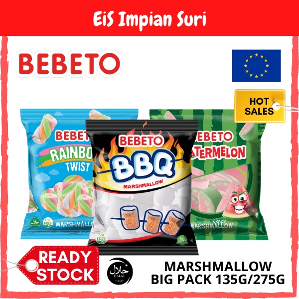 (Ready Stock!!) BEBETO Marshmallow Gummy Soft Candy Assorted Flavour 135G/275G Gula Gula Haribo ...