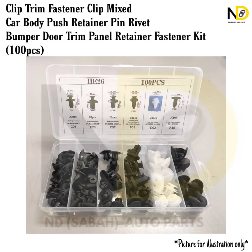 100PCS CLIP TRIM FASTENER CLIP MIXED CAR BODY PUSH RETAINER PIN RIVET ...