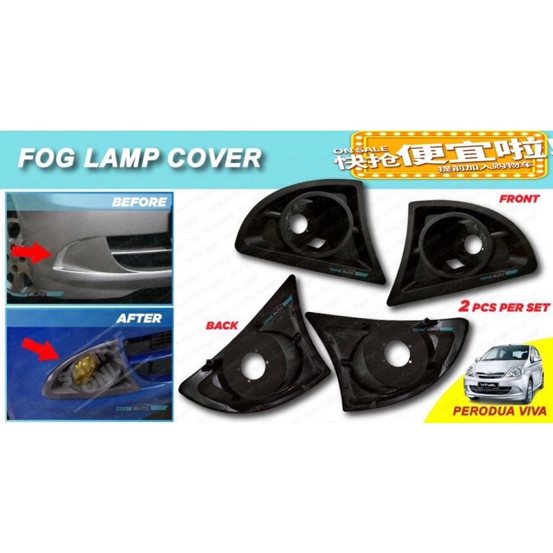 PERODUA VIVA 4 INCH FRONT BUMPER FOG LAMP SPORT LIGHT COVER-(BLACK ...