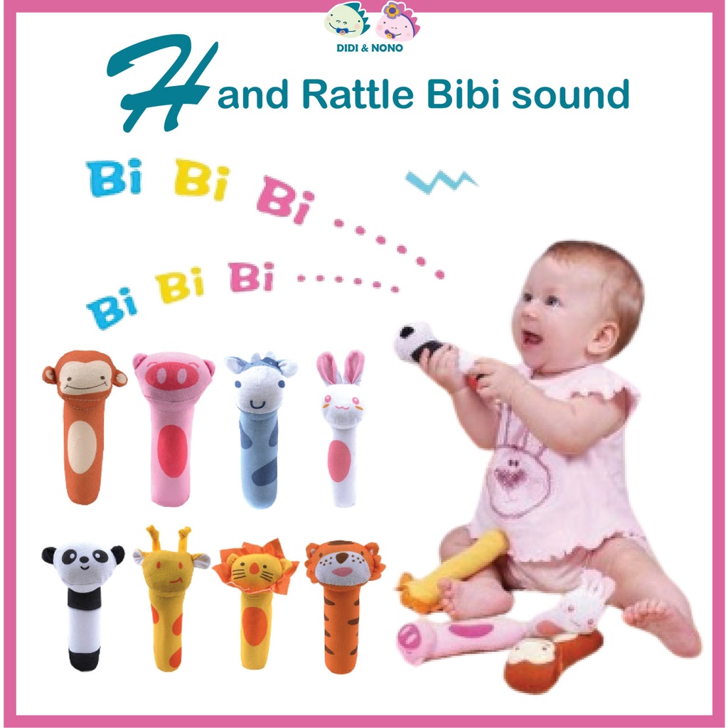 Cute Baby Animal Pattern Rattles Cartoon Hand Bell Ring Kid Plush Soft ...