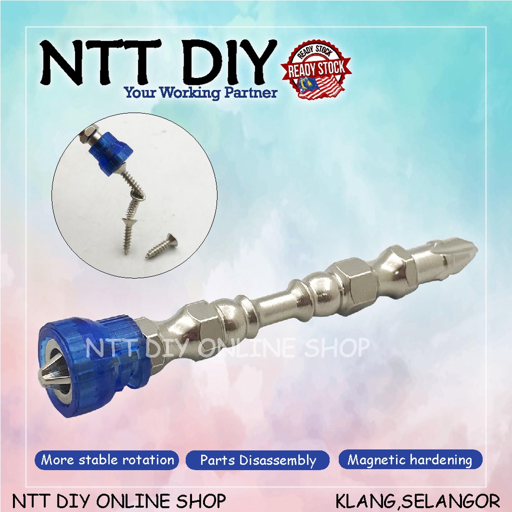NTT DIY 65mm PH2 magnetic screwdriver bit S2 alloy steel cross phillips double head hex shank ...