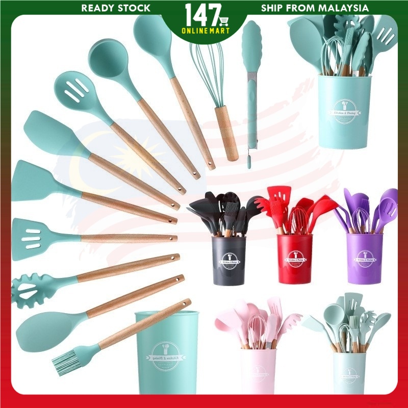 [ Ready Stock ] 12pcs Cooking Tools Kitchen Cookware Set Silicone ...