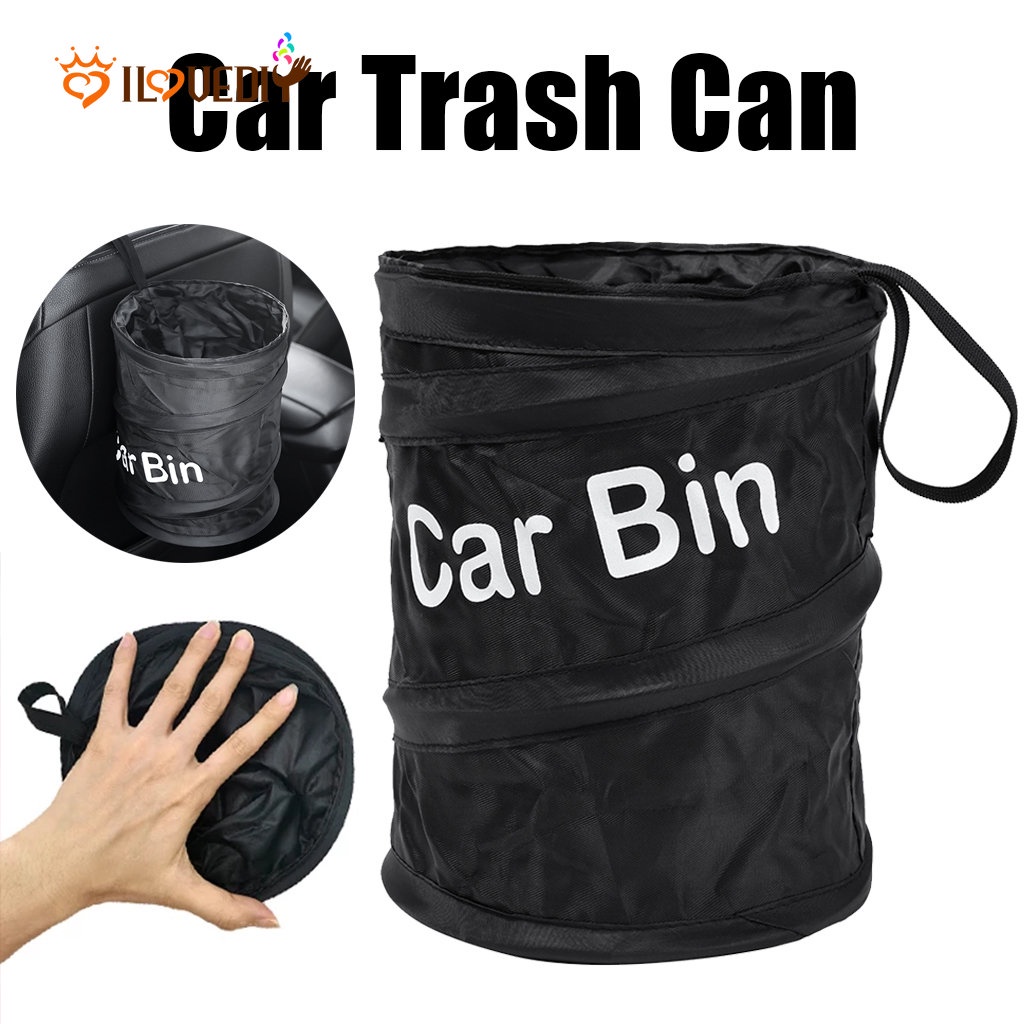 1Pc Black Car Garbage Bin Portable Waterproof Foldable Pop-up Waste ...
