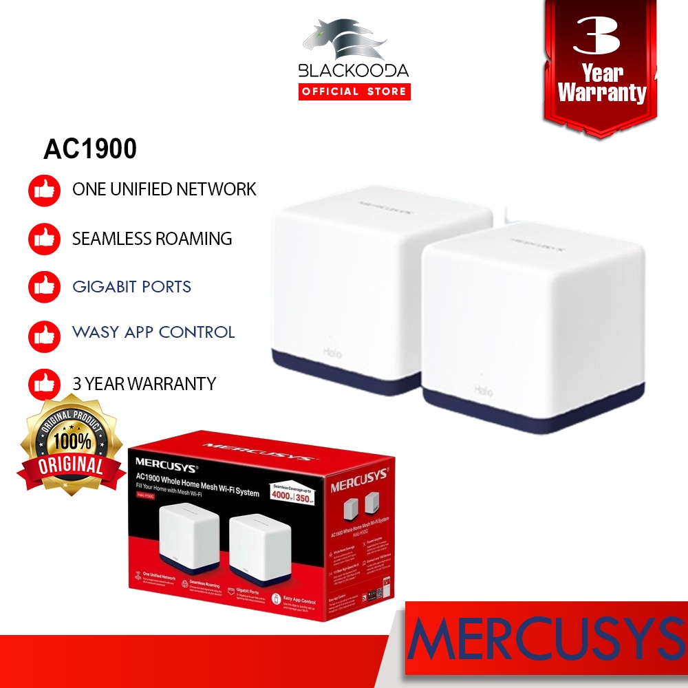 MERCUSYS Halo H50G 2 PACK AC1900 Whole Home Mesh Wi-Fi System | Shopee ...