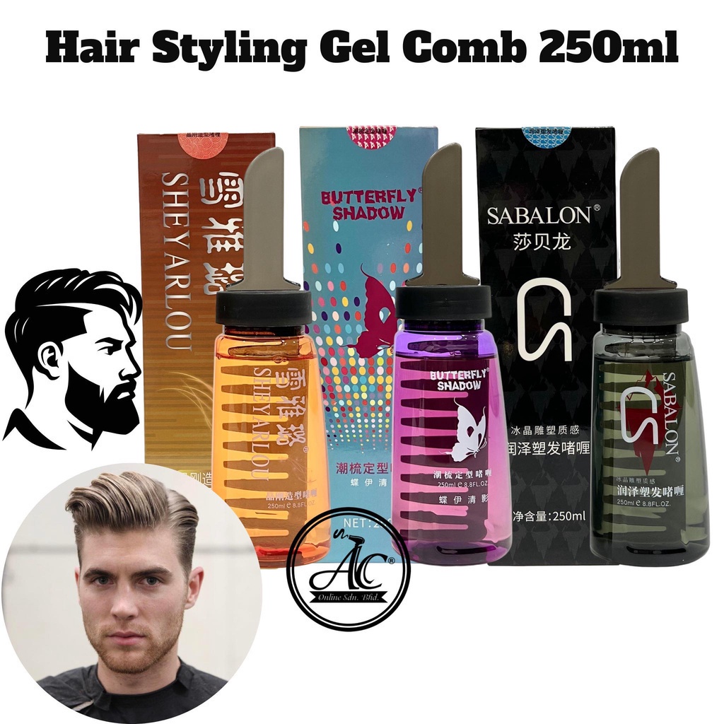 Hair Pomade Styling Gel Comb Men 2in1 Slicked Back head hair wax Oil ...