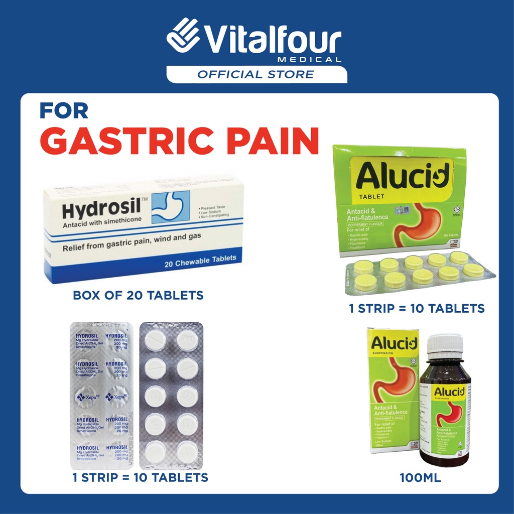 Alucid Hydrosil Antacid Tablet Ubat Kunyah Gastrik Ubat Gastrik/ Pedih ...