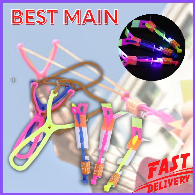 Mainan Lestik Lampu Terbang Getah Catapult Helicopter Toy Rotating ...