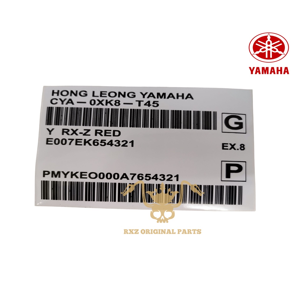 Sticker Barcode Yamaha RXZ Sticker Motor Enjin Sticker Head | Shopee ...