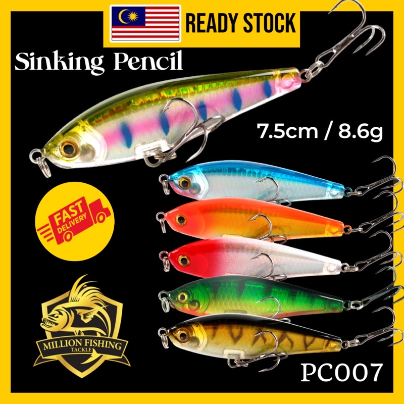 【PC007】Sinking Pencil Fishing Lure 7.5cm/8.6g Gewang killer Siakap ...