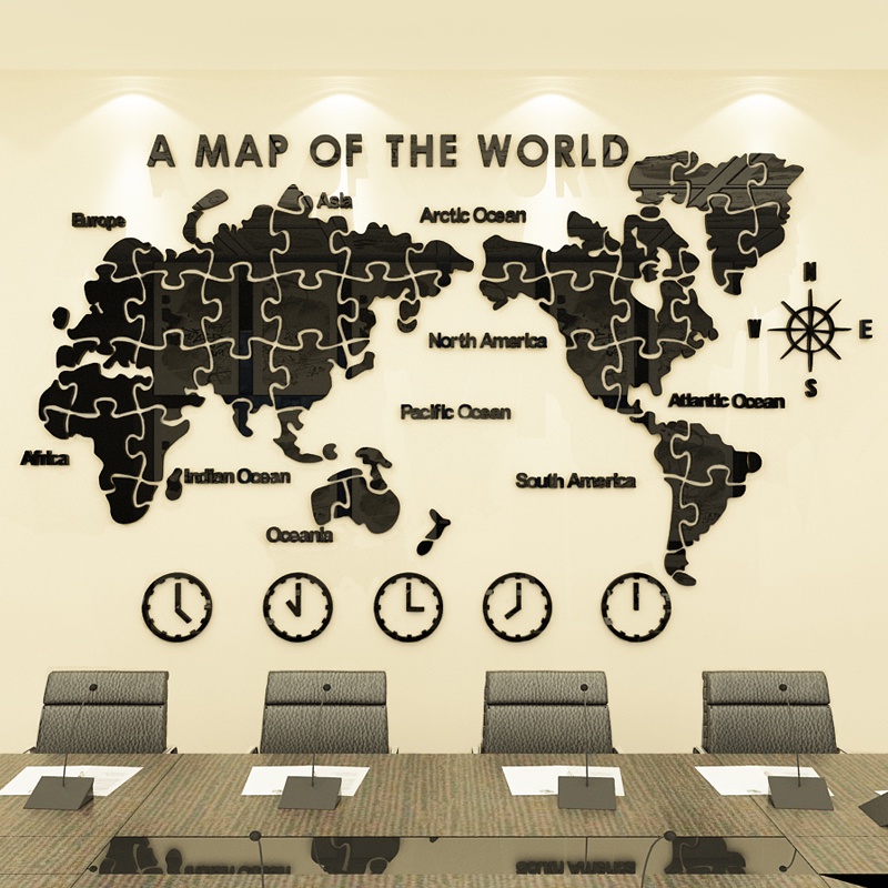 [DDM Wall Sticker] World Map Creative Sticker DIY Three-Dimensional ...
