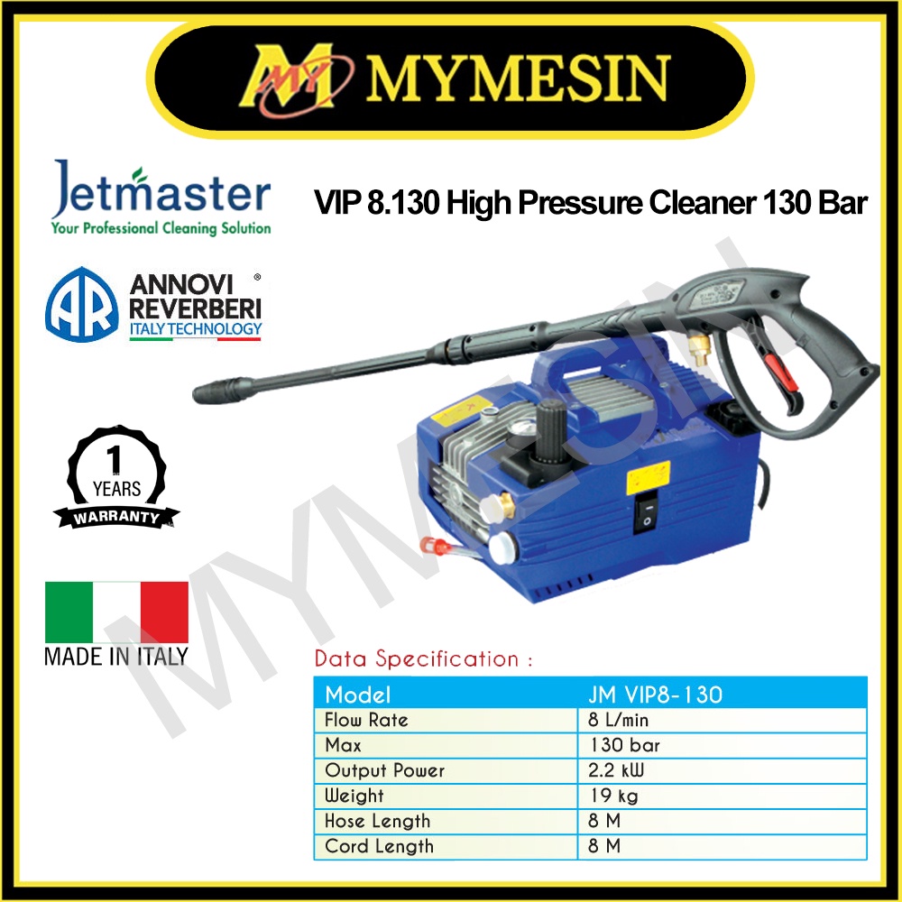 MY JETMASTER VIP8.130 High Pressure Cleaner 130 Bar Water Jet Made In ...