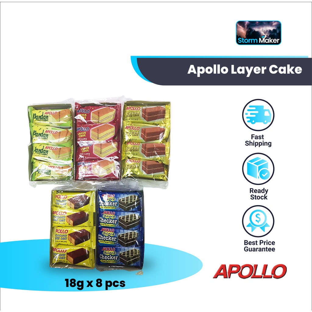 Apollo layer cakes(18g X 8pcs) Apollo Cake Childhood Snack Kek Lapis ...