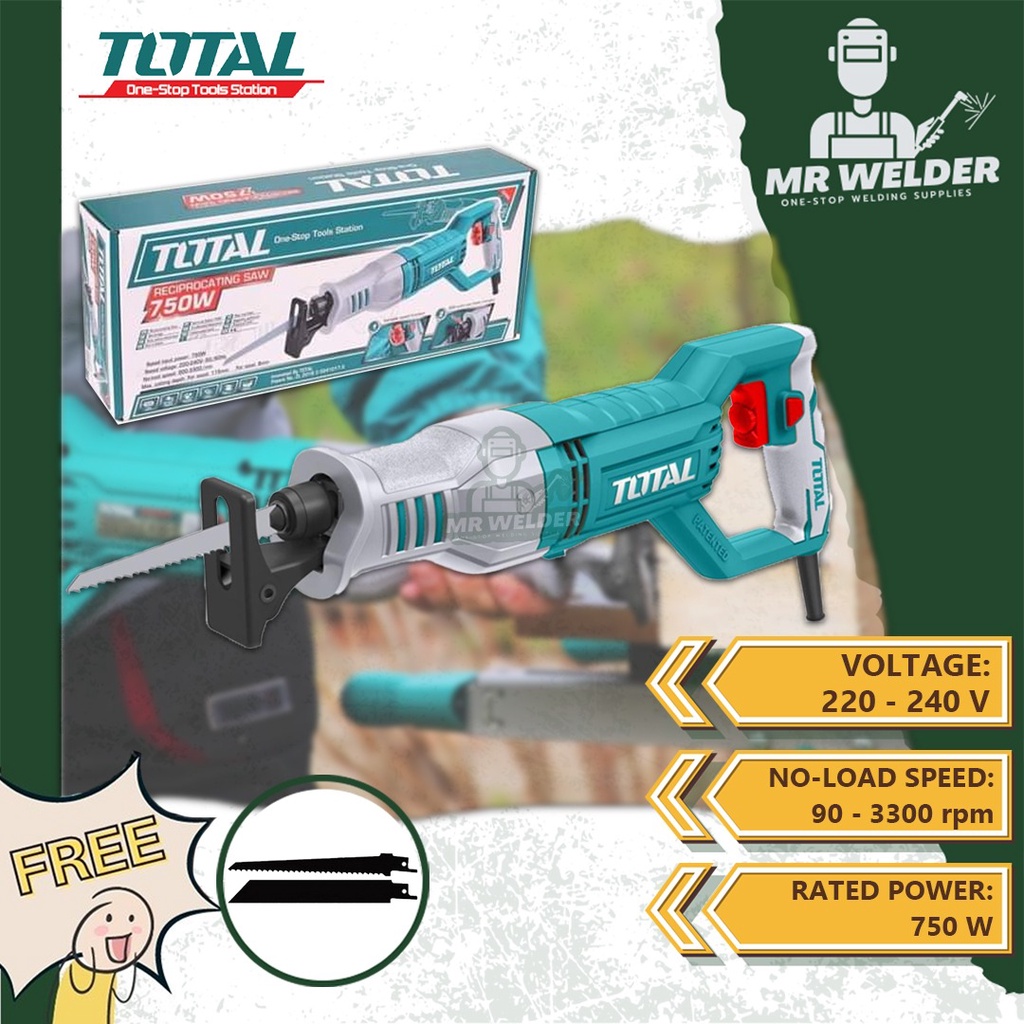 TOTAL Reciprocating Saw 750W TS100806 FOC 2pcs Saw Blade ...