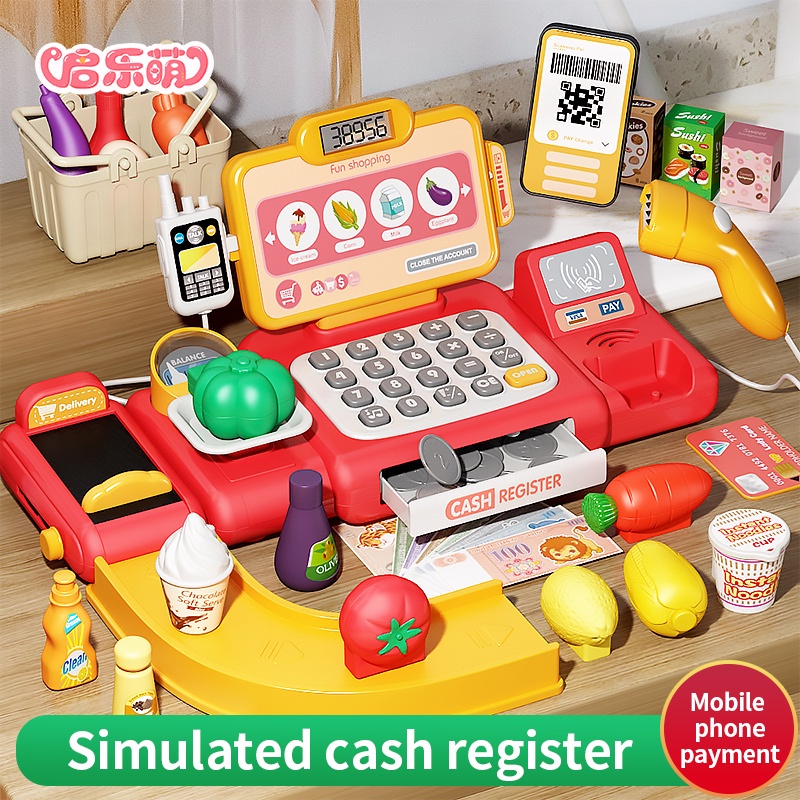 [Qilemeng] Ready Stock Cashier Machine Toys Supermarket Cashier Toy ...