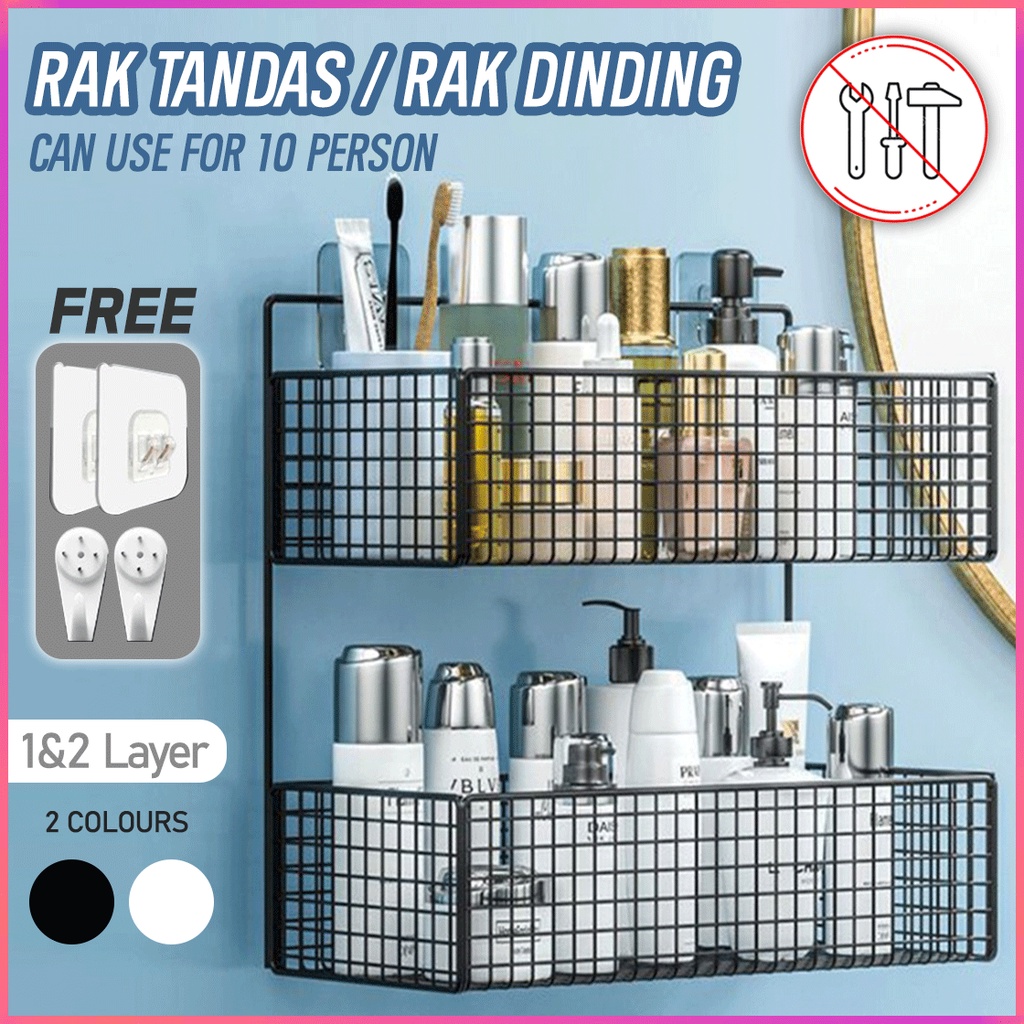Rak Tandas Rak Dinding Rak Dapur Basket Shelf Wall Corner Rack Wall ...