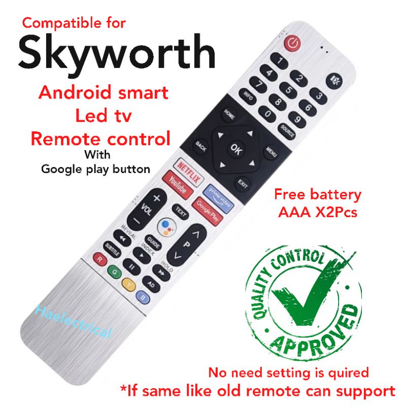 skyworth android smart tv remote control with Google play button | Shopee Malaysia
