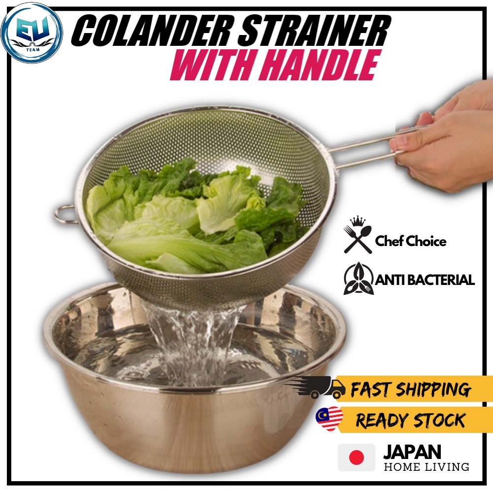 Stainless Steel Colander Strainer With Long Handle Chef Kitchen Utensil ...