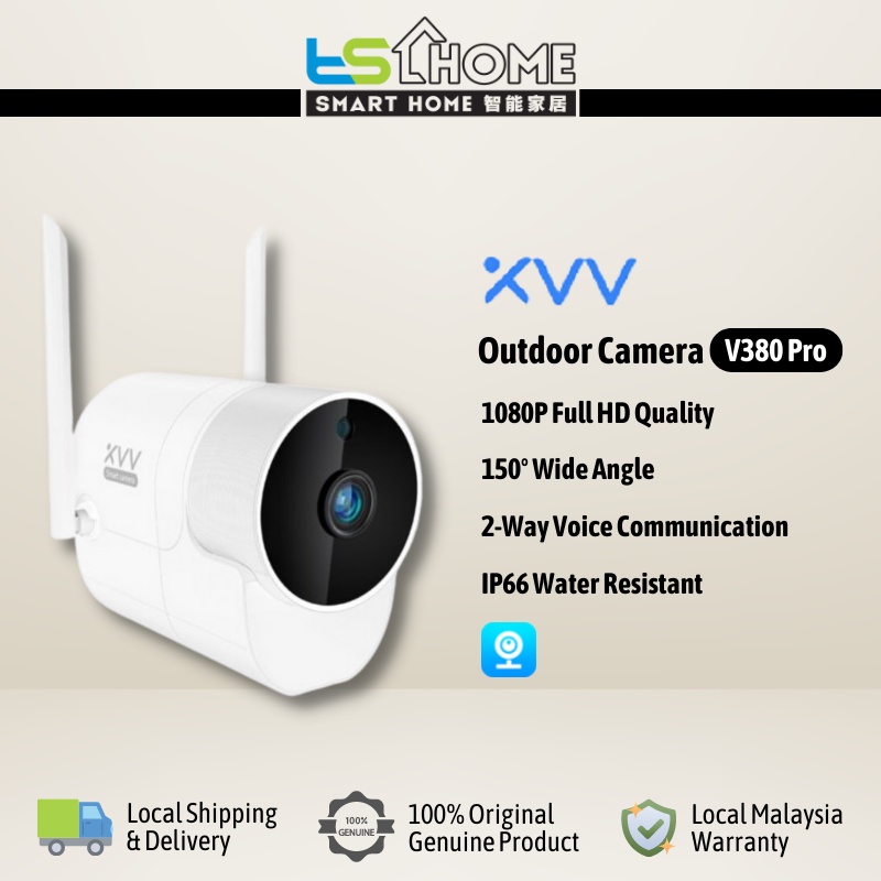 XIAOVV Panoramic Outdoor Camera works with V380 Pro App 1080P IP Cam ...