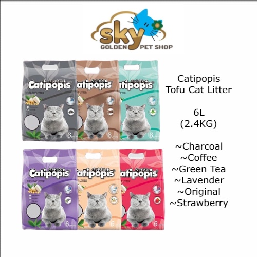 Catipopis Tofu Cat Litter 6L (2.4KG) Pasir Tofu Kucing (Flushable ...