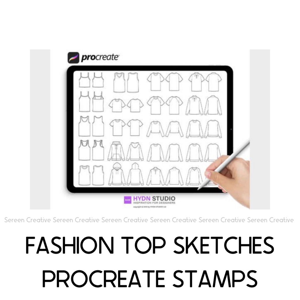 P99 Top Fashion Flat Sketches for Procreate (Clothing outline, clothes ...