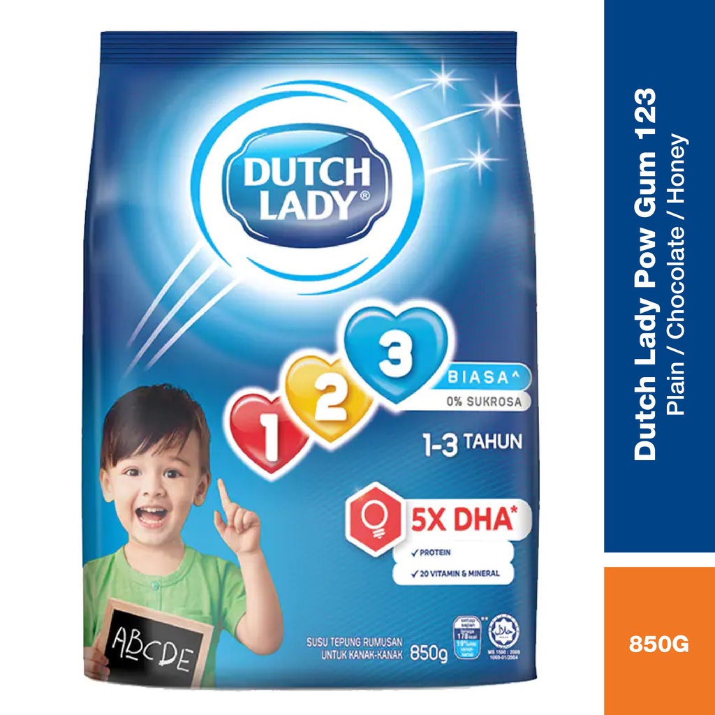 Dutch Lady Pow Gum 123 - Original/Choc/Honey (850g) | Shopee Malaysia