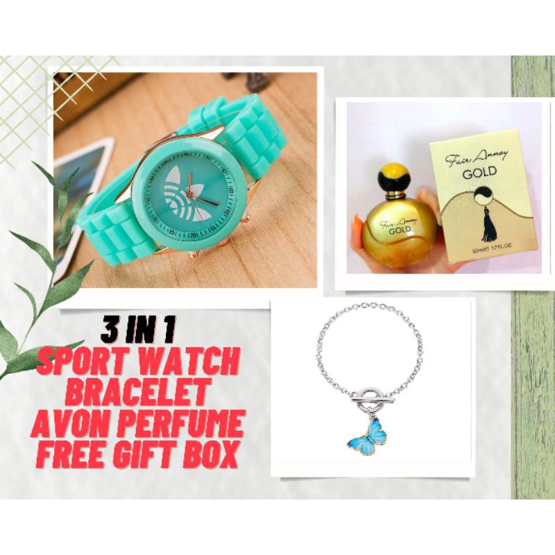🔥 GIFT SET 3 IN 1 🔥Watch Bracelet Women Perfume Hadiah Perempuan ...