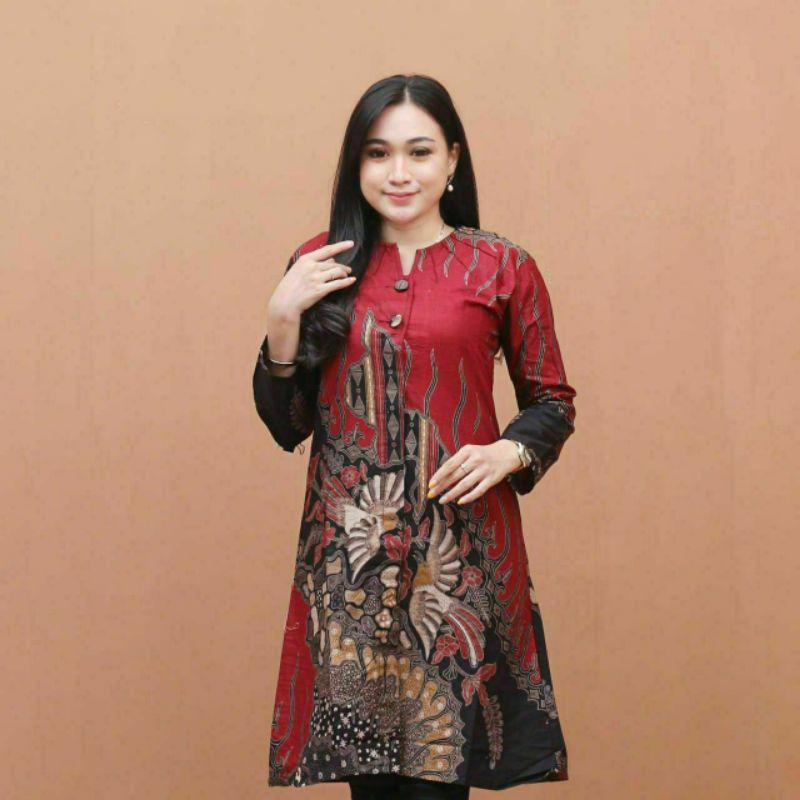 KEMEJA Modern Batik Tunic Couple Clothes Set Men's Long Batik Shirt ...