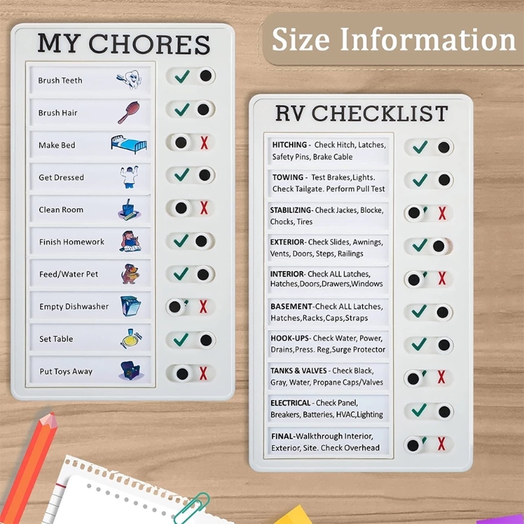 1 PC Reusable My Chores Checklist Daily Planner Memo Plastic Board Chore Chart Responsibility ...