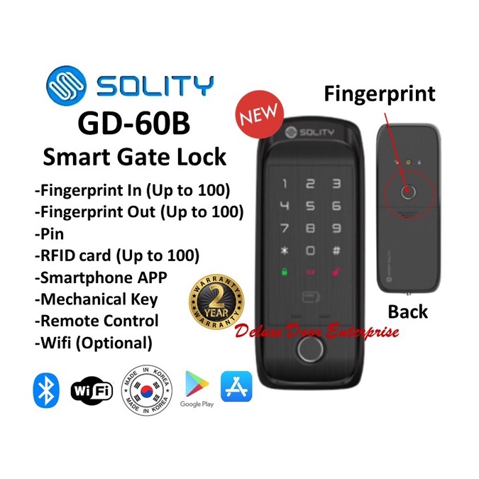 Solity Smart Gate Lock GD-60B / Digital Grille Lock / 60B / Digital Door Lock / Digital Lock ...