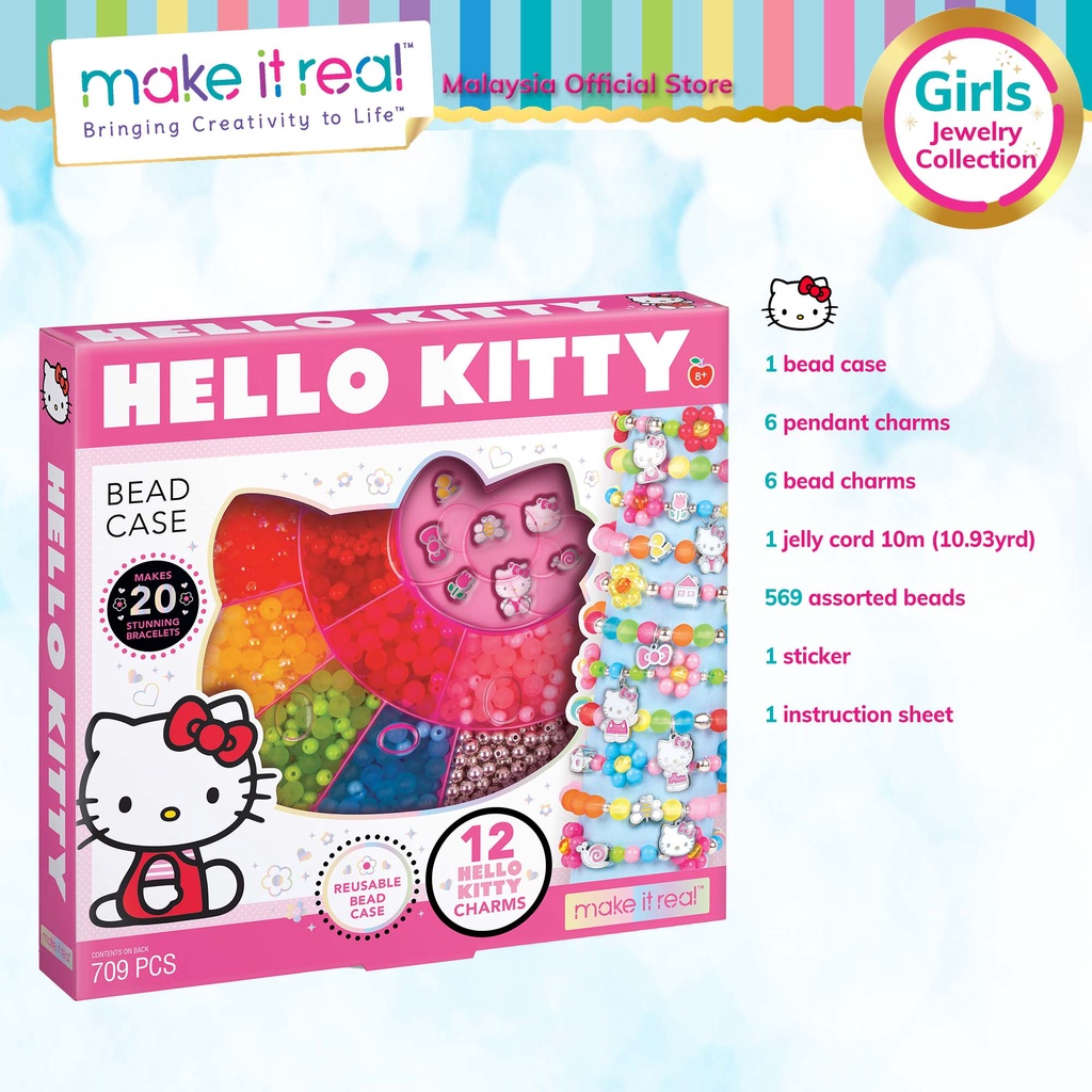 Make It Real Hello Kitty Bead Case Bracelet Kit With Beads 4803 ...