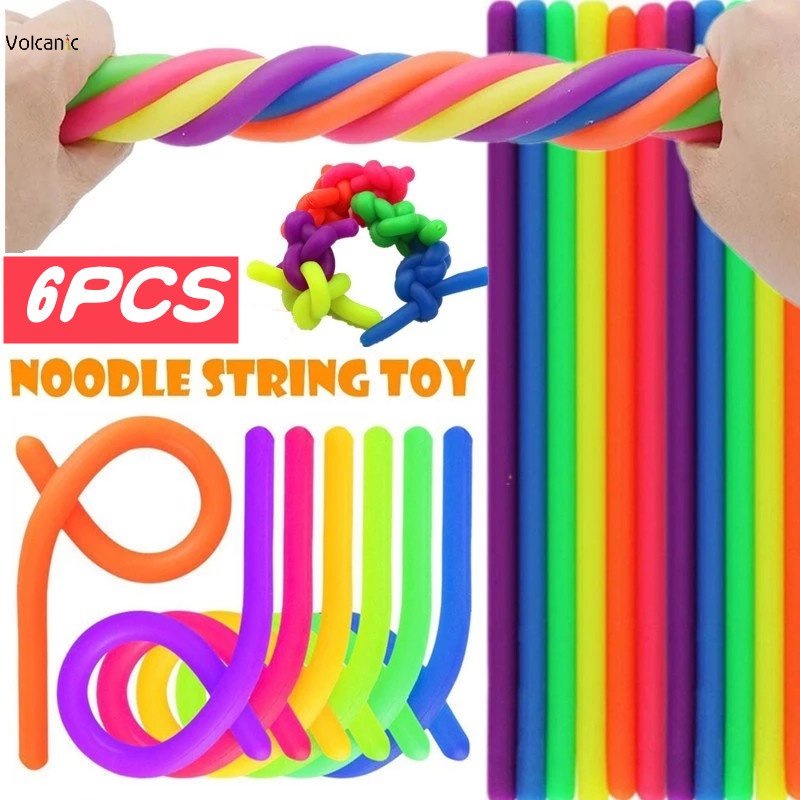 6Pcs Soft Rubber Noodle Elastic Rope Antistress Relieve Toys Stretch ...
