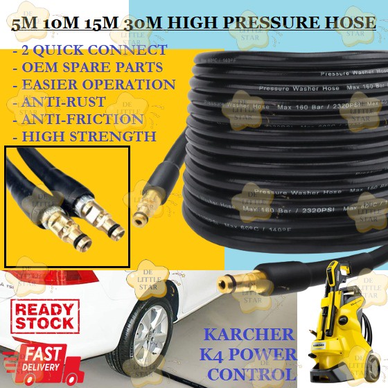 [READY STOCK] 5M 10M 15M 30M HIGH PRESSURE HOSE 2 QUICK CONNECT KARCHER K4 POWER CONTROL ...
