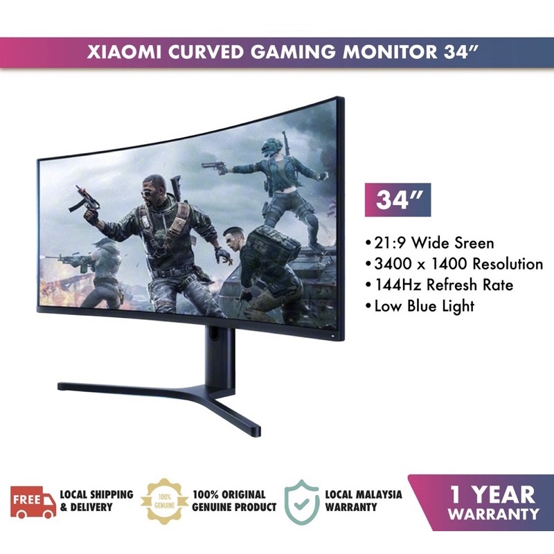 Xiaomi Mi 34" Curved Gaming Monitor Surface Curve Display/AMD FreeSync ...