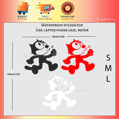 D1 Felix Sticker the cat stiker reflective waterproof pantulancahaya ...