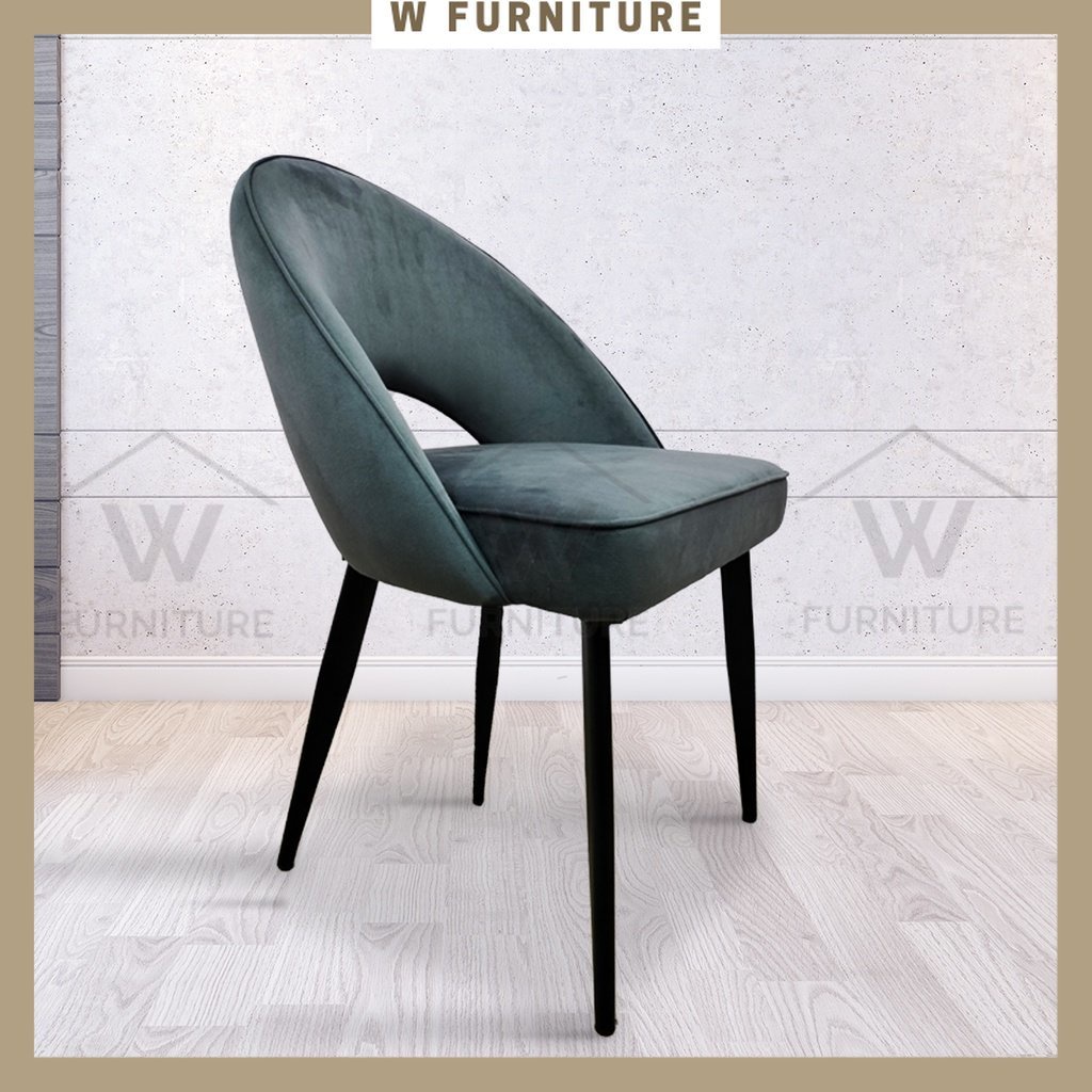 WFURNITURE 387 Dining Chair Modern Designer Velvet Fabric Chair High ...