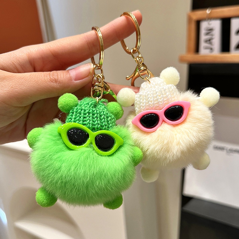 Cute Plush Keychain Mini Coal Ball Pendant Girls Bag Decoration ...