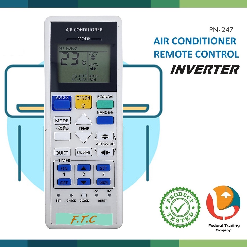 Replacement Panasonic Inverter PN-247 Air Conditioner Remote Control ...