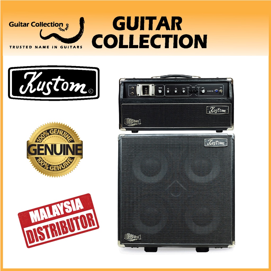 Kustom DE300HD + DE410H Deep End 300W Hybrid Tube Bass Amplifier Head ...