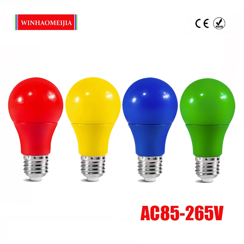 Colorful Led Light Bulb AC85-265V E27 5W 7W 9W Lamp AC220V 110V Red ...