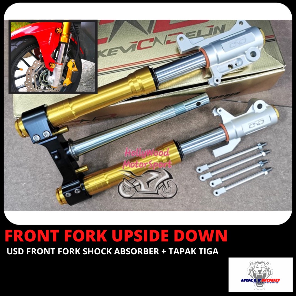 ADV150 ADV160 FORK DEPAN UPSIDE DOWN USD FRONT FORK SHOCK ABSORBER + T FORK CNC DELKEVIC ...