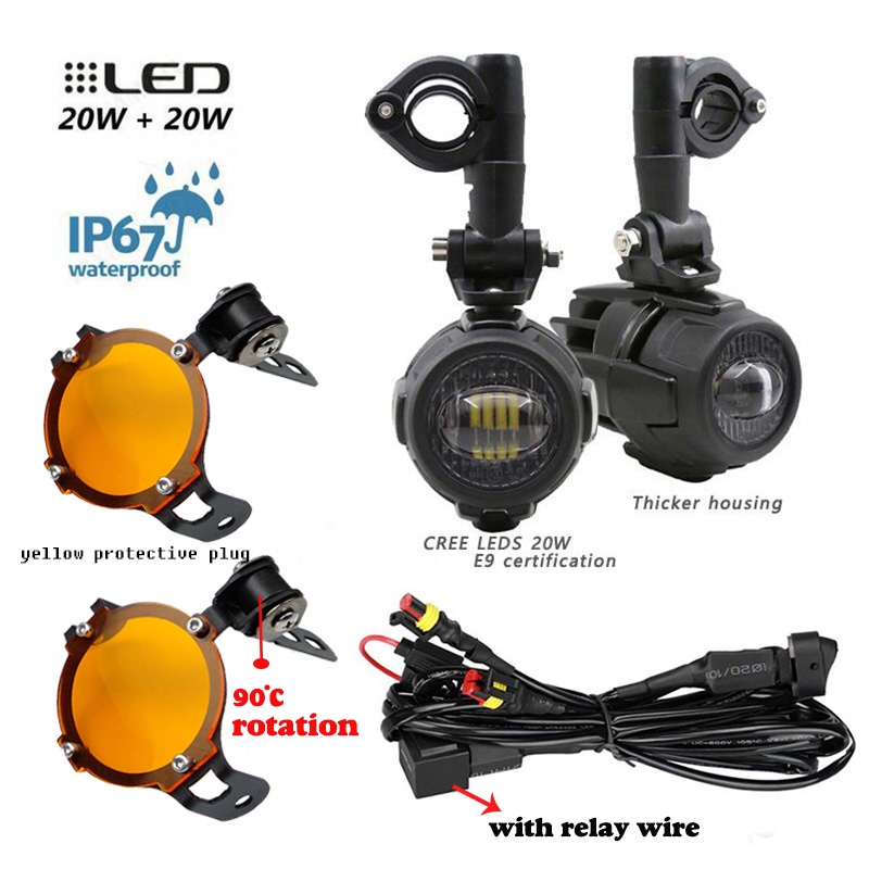 40W Universal Motorcycle LED Auxiliary Light 6000K Driving Fog Lamp Spotlights Headlights for ...