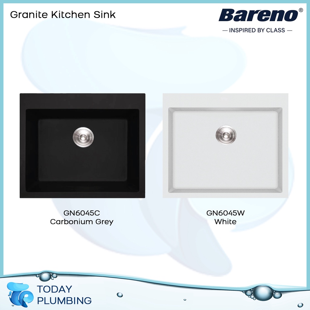 Bareno Single Bowl Granite Kitchen Sink Carbonium Gray White Black ...