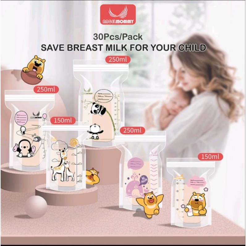 ANGELMOMMY Breastmilk Storage Bag Double Lock 5oz/8oz bag susu breast ...