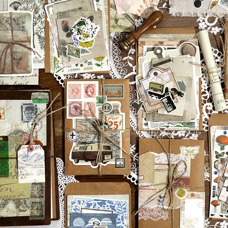 Journamm 40pcs/pack Vintage Collage Materials Paper Stickers Combo Kit ...