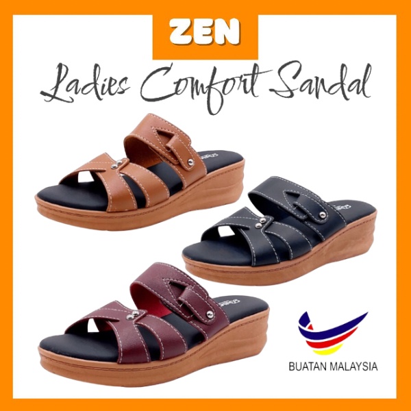 [ZEN] Kasut Raya Wedges Sandal | Ladies Comfort Sandal I Sandal ...