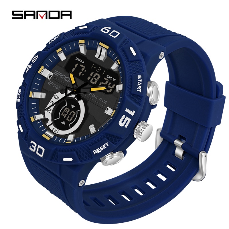 SANDA Men's Multisport Watch Dual Display Luminous LED Digital Watch ...